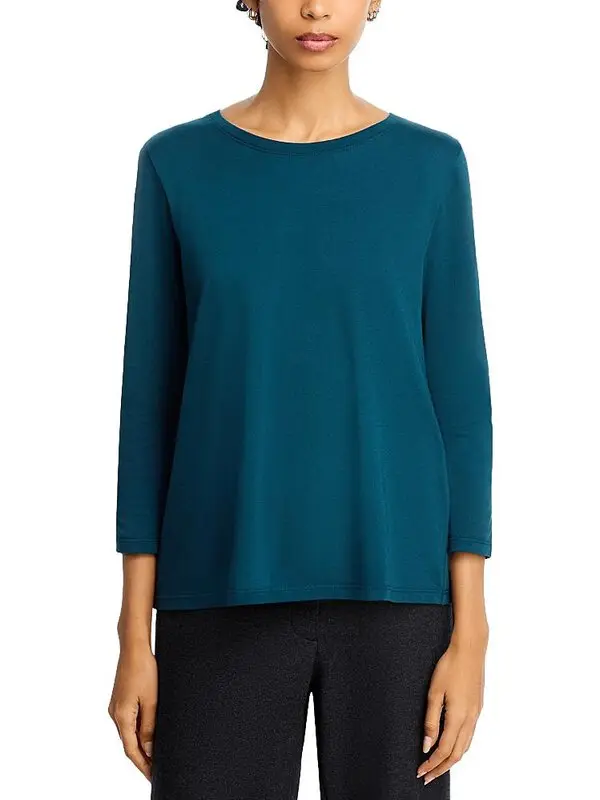 Eileen Fisher Cotton Round Neck Easy Top - Alpine