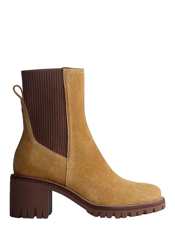 Rag & Bone Corey Mid Heel Chelsea Boots - Caramel Suede