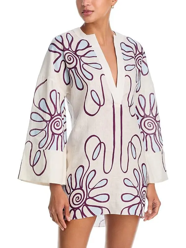 CALA DE LA CRUZ Siena Linen Cover-up Dress - Namurceleste