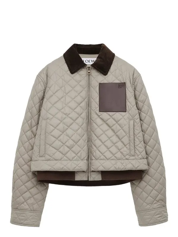 Loewe Quilted Jacket With Corduroy Collar - Grey