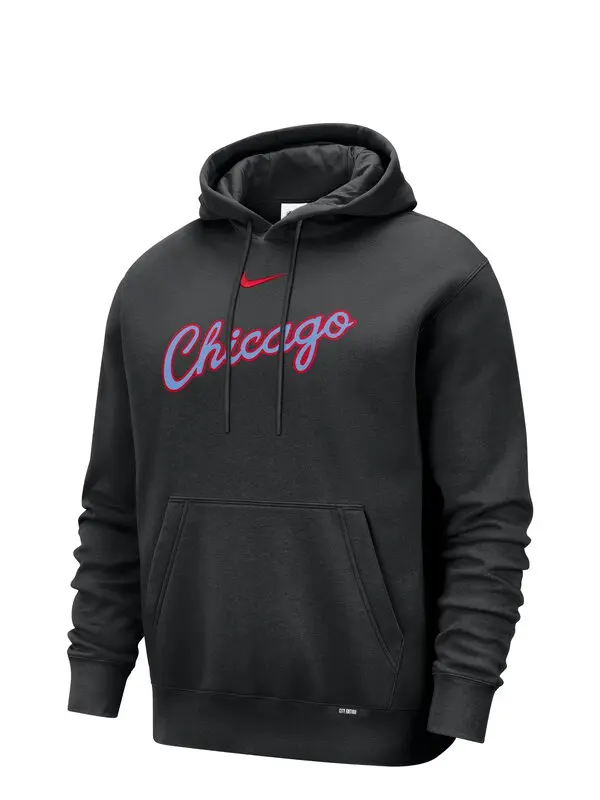 Nike Chicago Bulls City Edition Basketball Club Pull-over Hoodie - Black