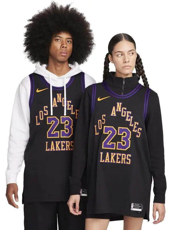 Nike Lebron James Los Angeles Lakers City Edition Dri-fit Adv Nba Authentic Jersey - Black