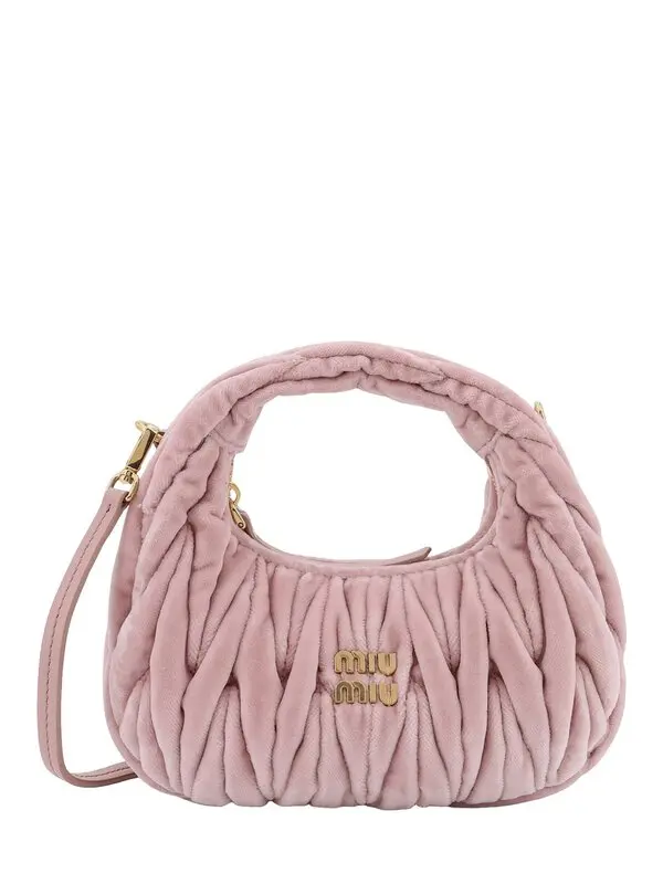 Miu Miu Wander Matelassé Velvet Mini Crossbody Bag - Pink