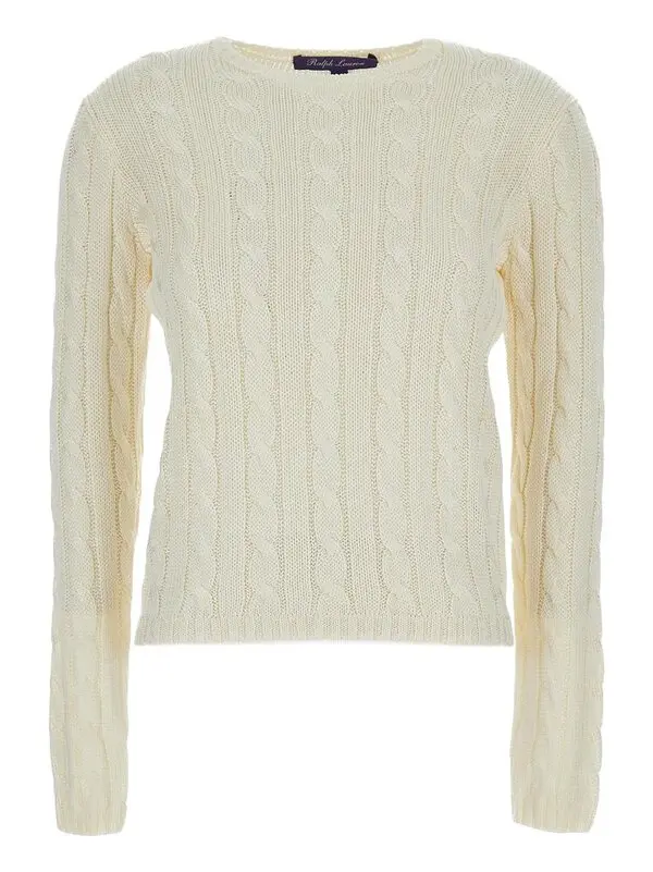 Ralph Lauren Crewneck Cable Knit Pullover - White