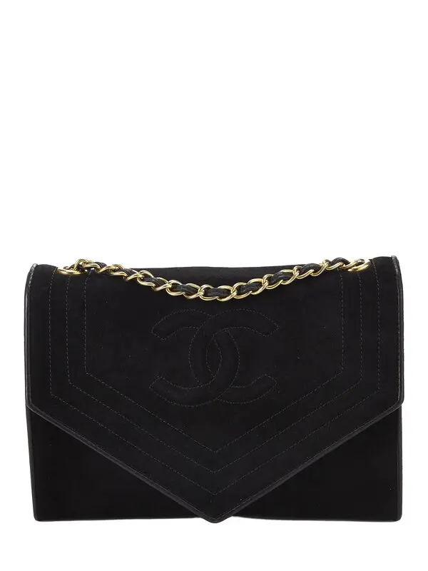 Chanel Suede Tri-border Envelope Flap - Black