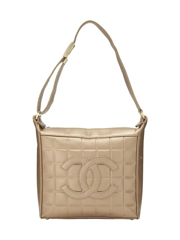 Chanel Lambskin Chocolate Bar Shoulder Bag - Gold