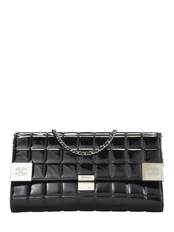 Chanel Patent Chocolate Bar Clutch - Black