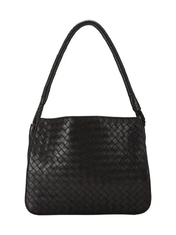 Bottega Veneta Intrecciato Leather Shoulder Bag - Black
