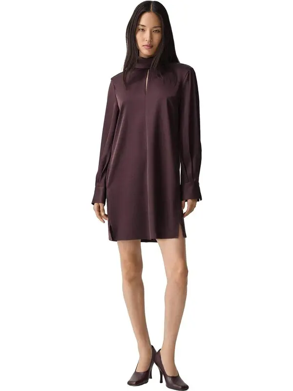 Theory Blouson Sleeve Satin Dress - Deep Plum
