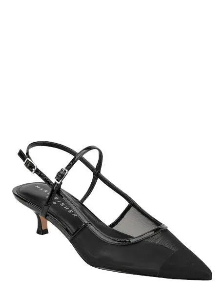 Marc Fisher Ceddy Slingback Kitten Heel Pumps - Black