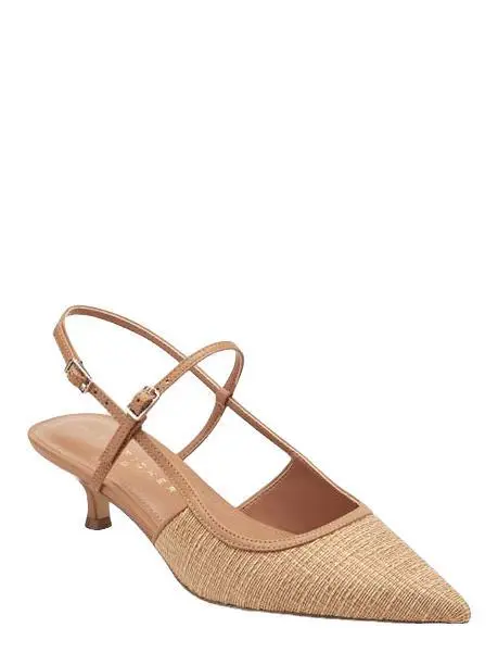 Marc Fisher Ceddy Slingback Kitten Heel Pumps - Light Natural
