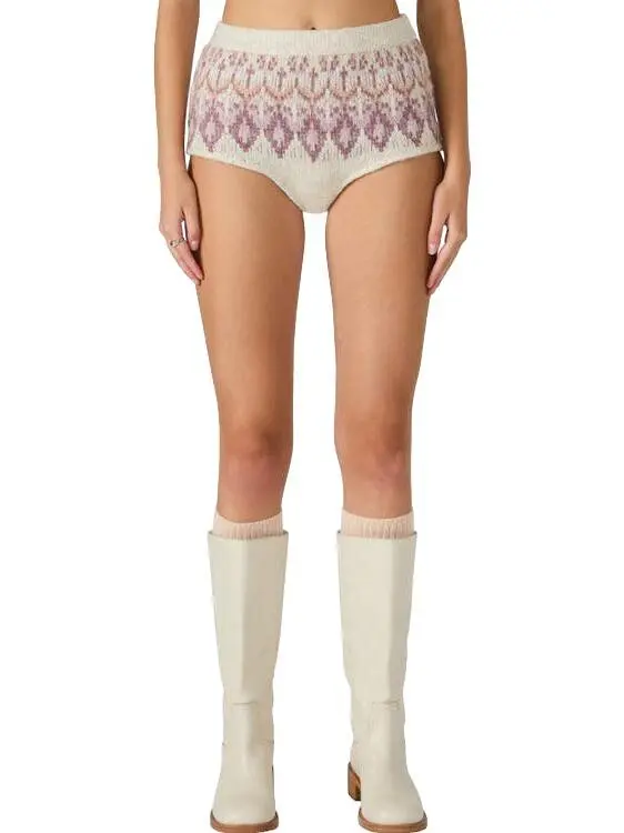 Steve Madden Suzette Fair Isle Knit Microshorts - Lilac Multi
