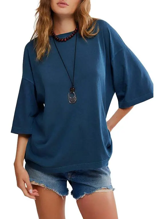 Free People Oversized Cotton T-shirt - Varsity Navy