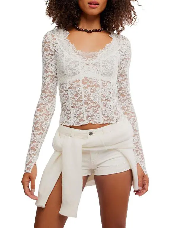 Free People All Night Long Lace Top - Petal