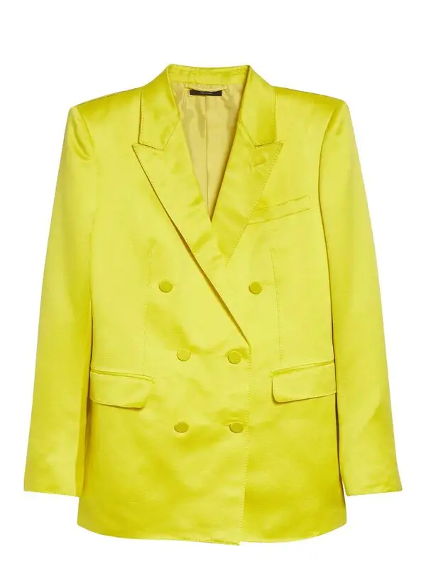 TOM FORD Double-breasted Hammered Satin Jacket - By160 Citron