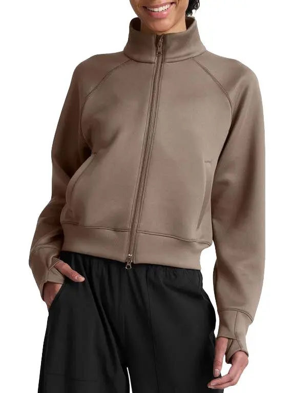 Beyond Yoga Piping Detail Bomber Jacket - Cappuccino
