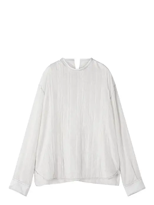 LANVIN Pleated Silk Top - Ecru