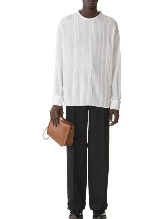 LANVIN Pleated Silk Top - Ecru