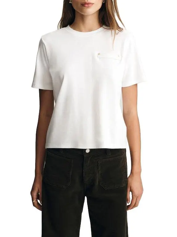MAVI Cotton T-shirt With Welt Pocket - White