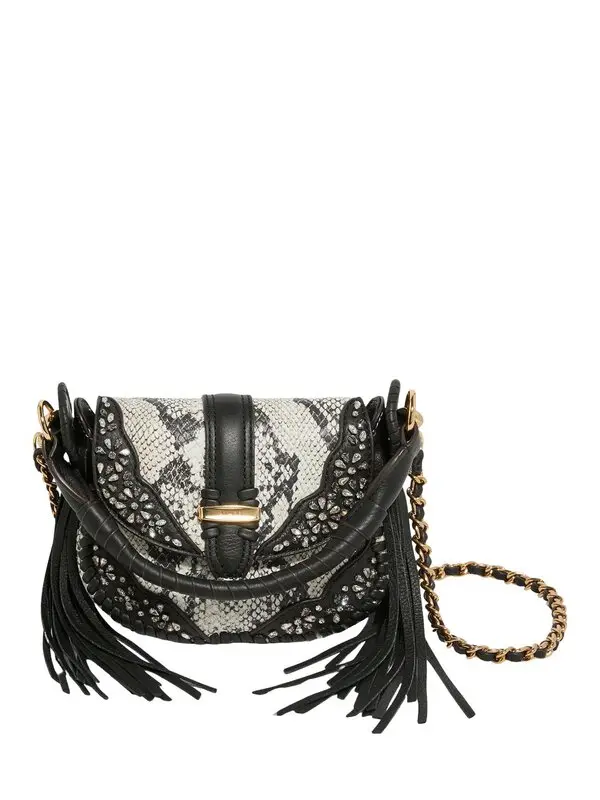 AIMEE Mini Willow Leather Crossbody Bag - Vanilla Snake Jeweled