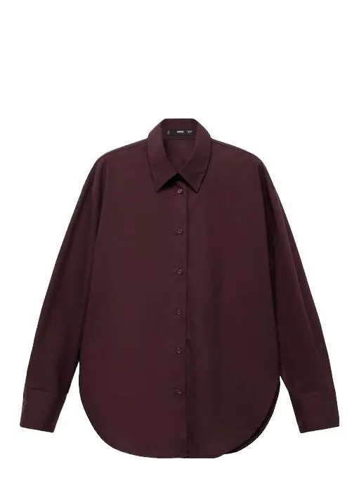 Mango Oversized Poplin Shirt - Brown