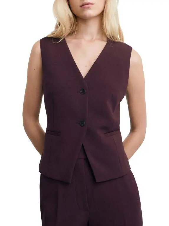 Mango Slim Fit Suit Vest - Plum