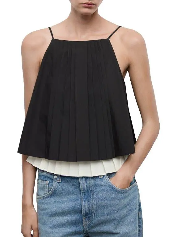 Mango Pleat Hem Camisole - Black