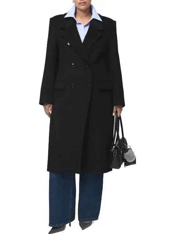 Mango Double-breasted Coat - Black