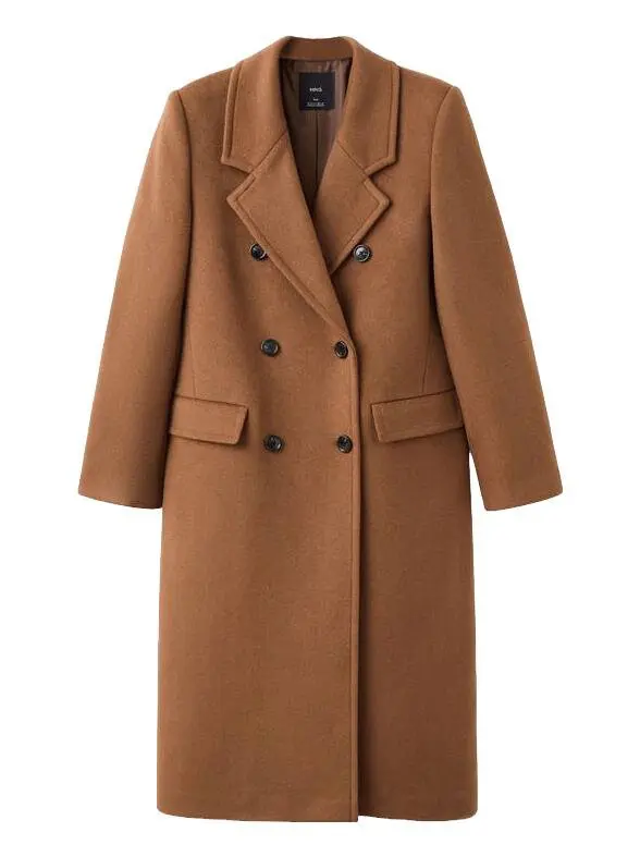 Mango Double-breasted Coat - Ochre
