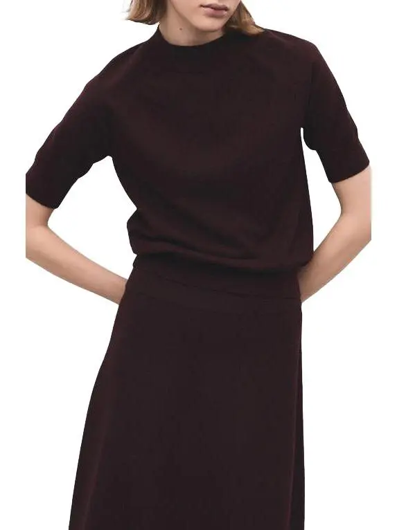 Mango Short Sleeve Sweater - Wine
