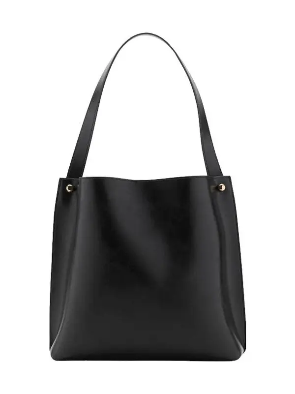 Mango Faux Leather Tote - Black