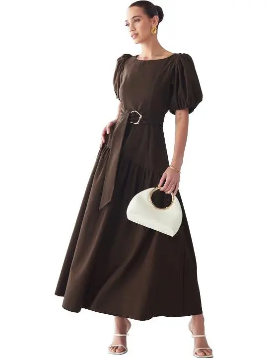 WILLA Elona Midi Dress - Chocolate