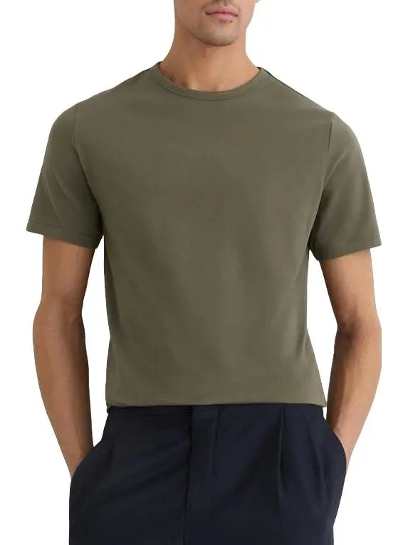REISS Joe Stretch Cotton T-shirt - Khaki Green