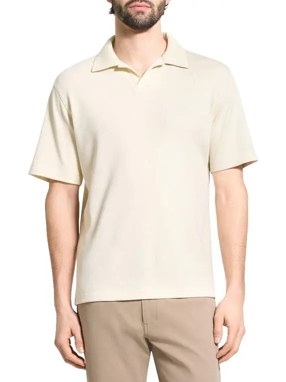 Theory Johnny Collar Ribbed Cotton Polo - Oat Milk