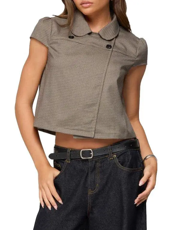 EDIKTED Haislee Houndstooth Crop Top - Mix