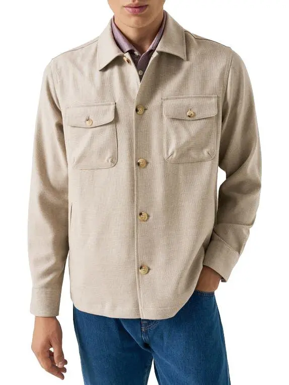 Eton Woven Wool & Cashmere Overshirt - Light Beige