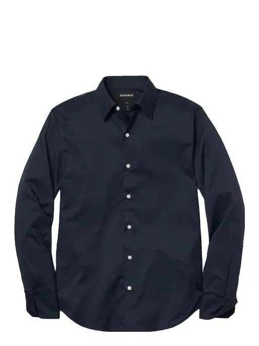 Bonobos Tech Slim Fit Solid Navy Performance Button-down Shirt - Solid - Navy Stormcoat