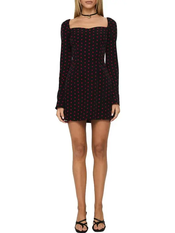 Princess Polly Addisen Long Sleeve Mini Dress - Polka Dot