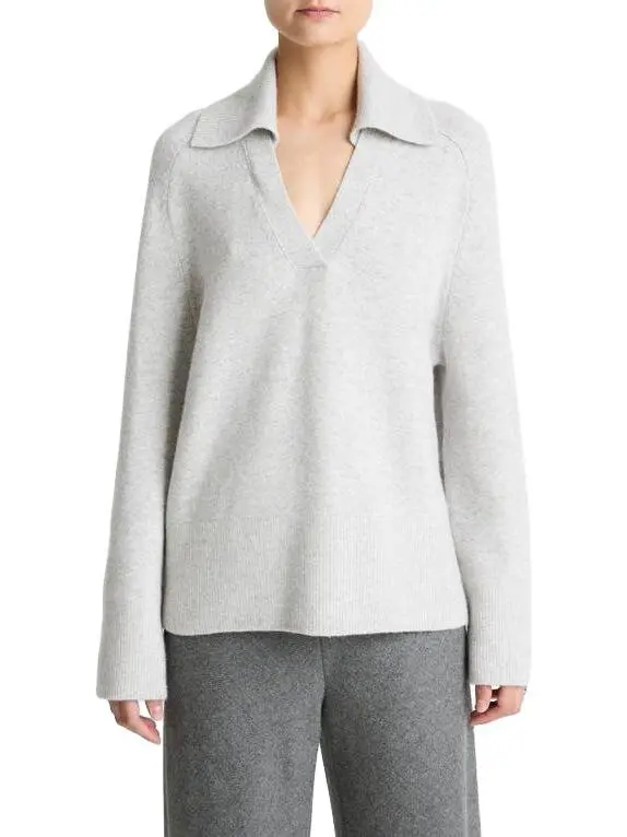 Vince Oversize Wool & Cashmere Blend Sweater - Heather Pale Grey
