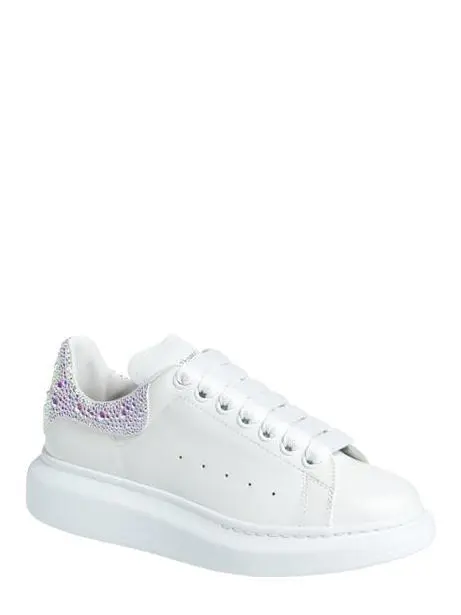 Alexander McQueen Oversized Crystal Embellished Sneakers - White/white/crystal
