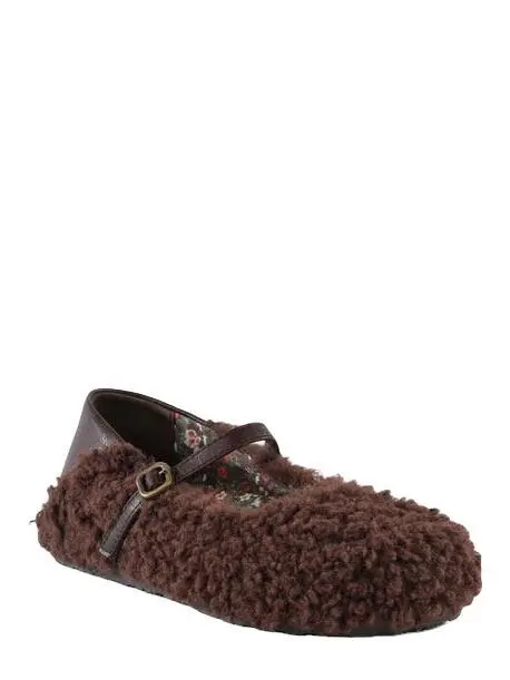 Bc Footwear Metro Faux Shearling Flat - Brown