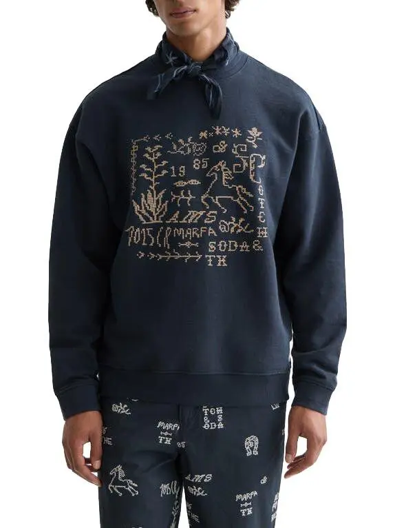 Scotch & Soda Cross-stitch Artwork Cotton Sweatshirt - Carbon