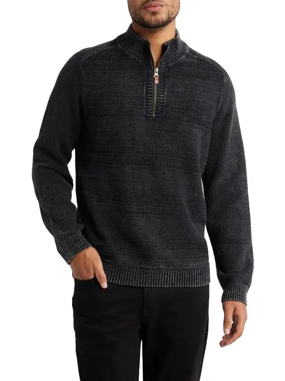 Tommy Bahama Saltwater Textured Cotton Half Zip Sweater - Black