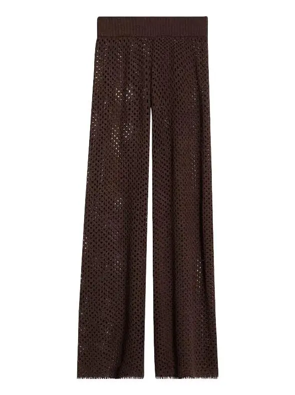 Elan Metallic Open Stitch Cover-up Pants - Brown