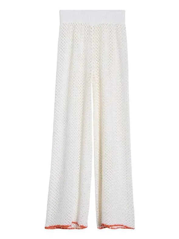 Elan Metallic Open Stitch Cover-up Pants - White