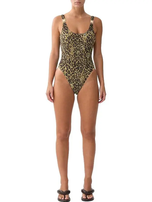 Camilla Crinkle Stretch Scoop Neck One Piece - Feline Folklore