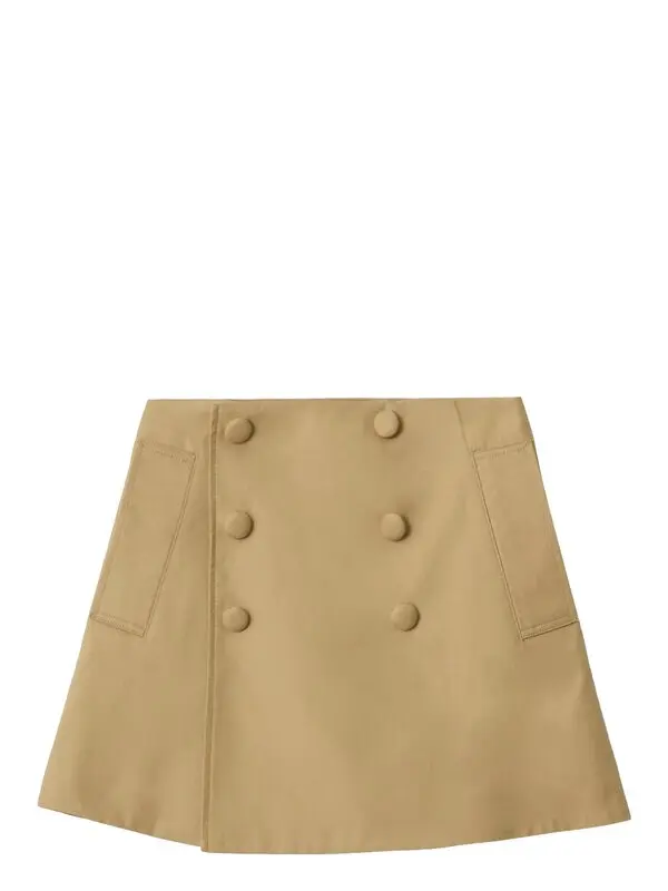 Burberry Cotton Twill Wrap Skirt - Sand Beige