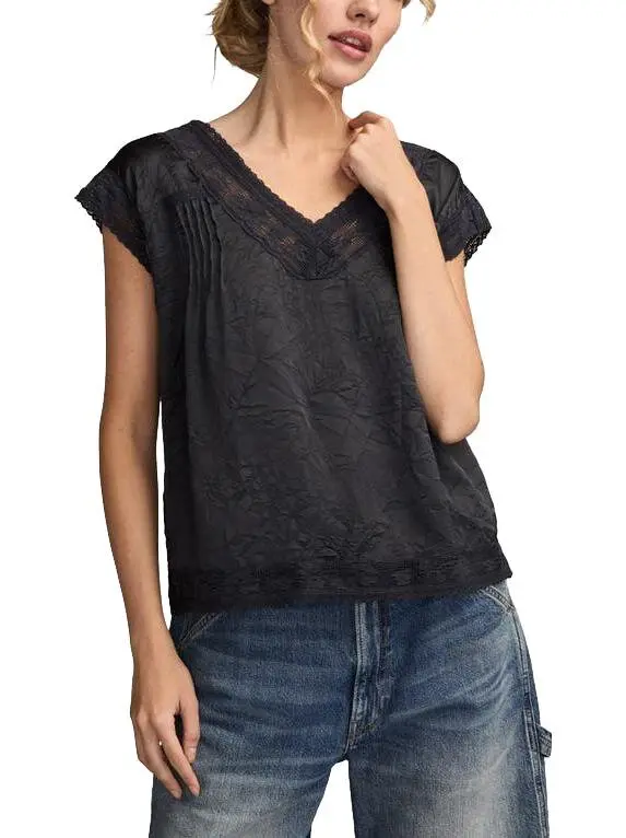 Lucky Brand Lace Cap-sleeve Top - India Ink