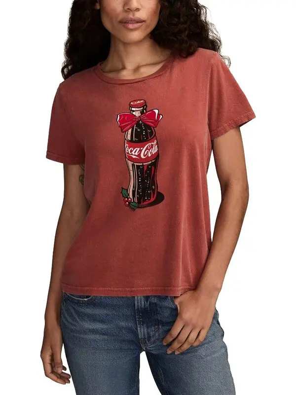 Lucky Brand Coca-cola® Christmas Bottle Cotton Graphic T-shirt - Red Ochre