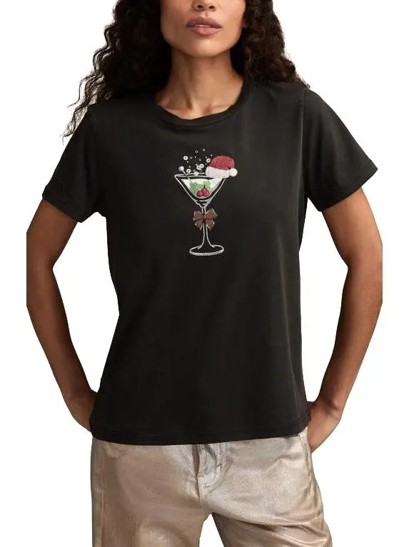 Lucky Brand Christmas Martini Graphic T-shirt - Jet Black